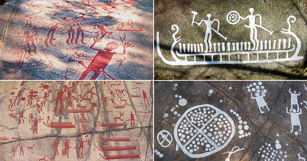 Norse Petroglyphs Ancient Nordic Black And White Stock Photos & Images